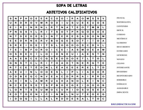 Adjetivos Español Baúl Didáctico