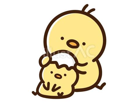 小さいひよこに卵の帽子を被せるひよこイラスト No 25201350｜無料イラスト・フリー素材なら「イラストac」