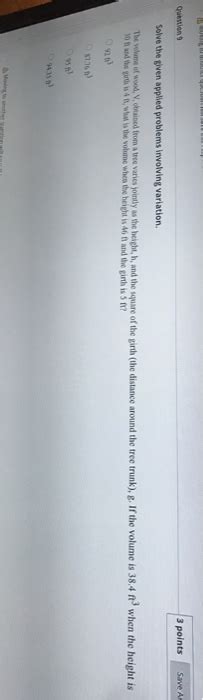 solved question 9 3 points save solve the given applied