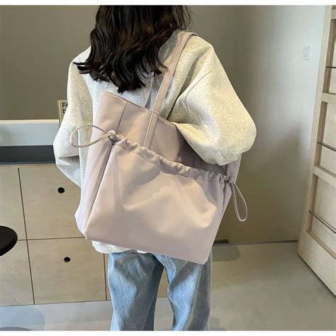 Minimalist Commuter Shoulder Bag For Women Extra Large Nylon Tote With