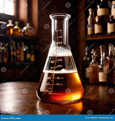 Erlenmeyer Flask Of Liquid Science Apparatus Equipment To Measure
