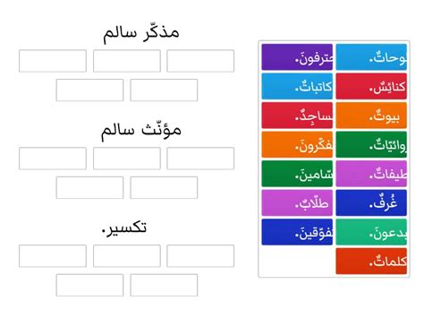 صنّفوا الكلمات الآتية وِفْقَ نوع الجمع الّذي تنتمي إليه Group Sort