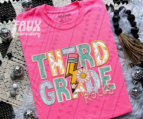 Third Grade Rocks Pink Dtf Abidesignstore