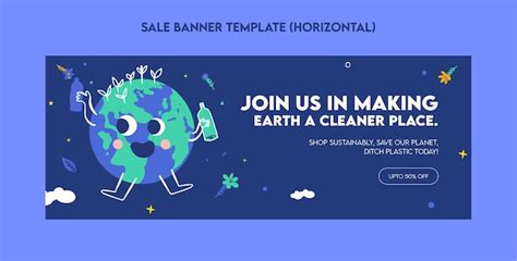 Premium Vector Plastic Pollution Awareness Sale Banner Template Flat Illustration