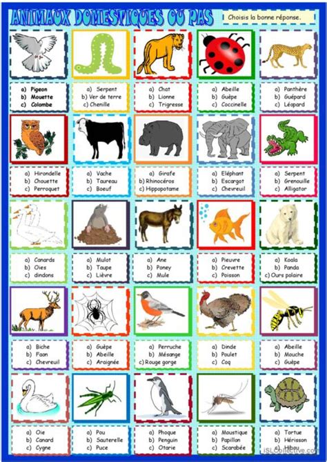 356 Animaux Français FLE fiches pedagogiques pdf doc