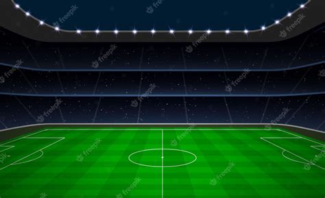 그린 필드 벡터 일러스트와 함께 축구 축구 경기장 프리미엄 벡터