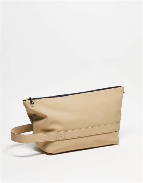 Asos Design Trousse De Toilette En Caoutchouc Beige Asos