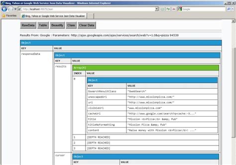 JSON Data Visualizer For Google Yahoo Bing And Twitter Using JQuery JavaScript ASP NET