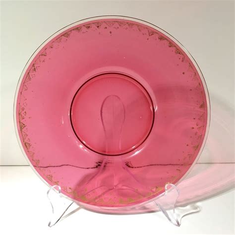Victorian Ruby Glass Plate Gilt Border C1880 Moorabool Antique