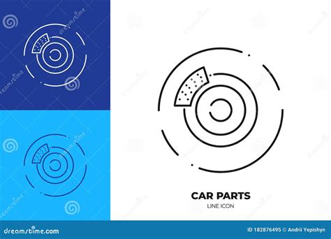 Car Brake Line Art Vector Icon Outline Symbol Of Automobile Stop Pad