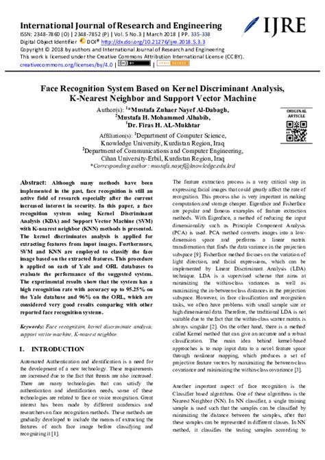 Pdf Face Recognition System Based On Kernel Discriminant Analysis K