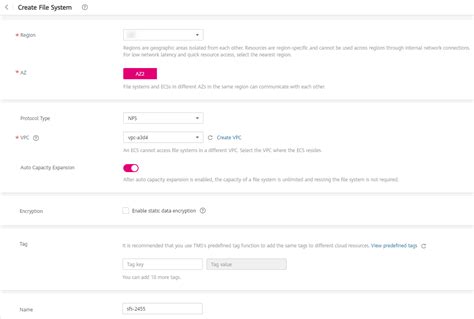Create A File System Scalable File Service User Guide