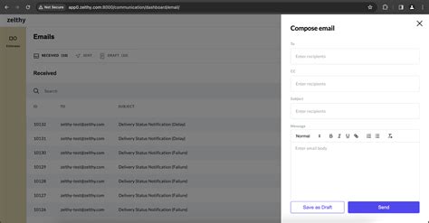 sending email from dashboard zango docs