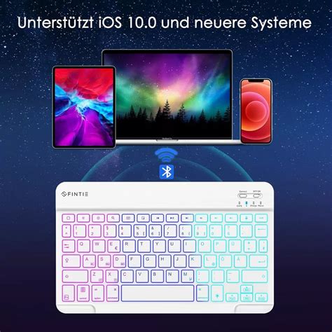 Fintie Bluetooth Keyboard With 7 Colour Backlight Ipad Keyboard With