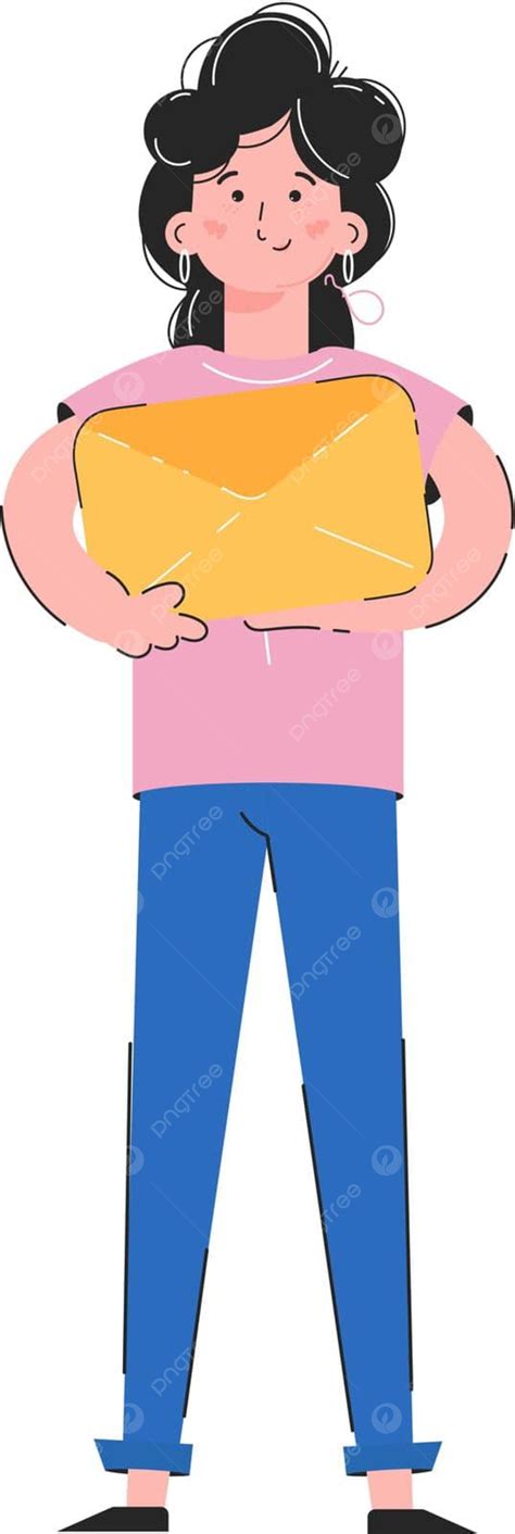 Menina Segurando O Envelope No Vetor De Fundo Branco Para Appswebsites Vetor Png Entrega