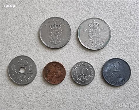 Монета. Дания . Датски крони. 6 бр. в Нумизматика и бонистика в гр ...