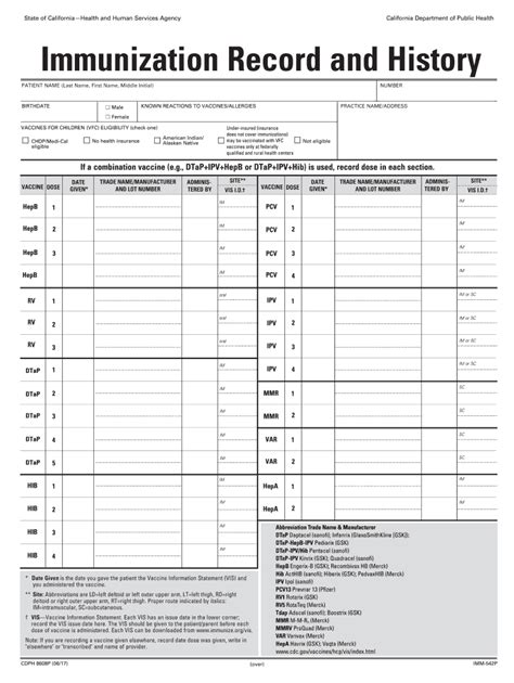Immunization Record Form Pdf Fill Out Sign Online Doc Vrogue Co