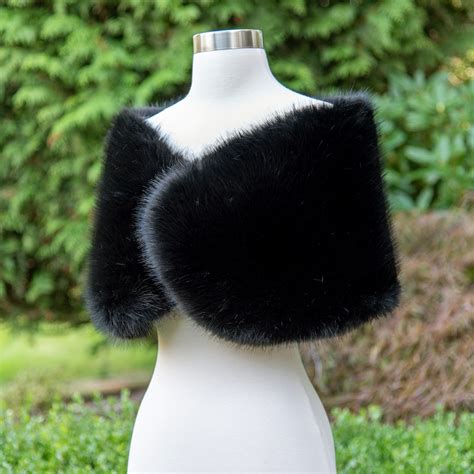 Black Faux Fur Wrap Bridal Wrap Wedding Faux Fur Shawl Faux Fur Bridal