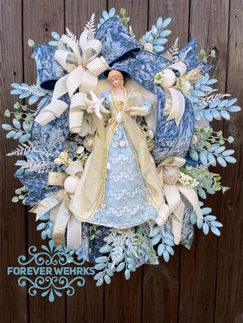 Coastal Angel Wreath Angel Wreath Christmas Angel Decor Etsy