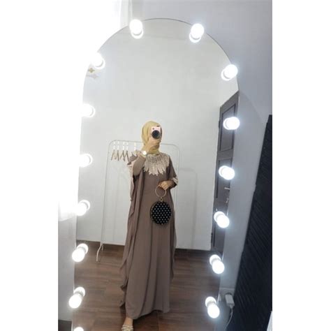 Jual Daster Kaftan Daun Bordir Mewah Super Jumbo Ceruty Premium
