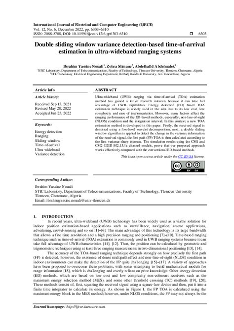 Pdf Double Sliding Window Variance Detection Based Time Of Arrival Estimation In Ultra