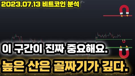 0713 비트코인 분석 추세 나오기 전에 중요구간 체크하고 대응 방안 생각하세요 Youtube