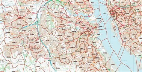 Postcode City Sector Map Liverpool And The Wirral Uk