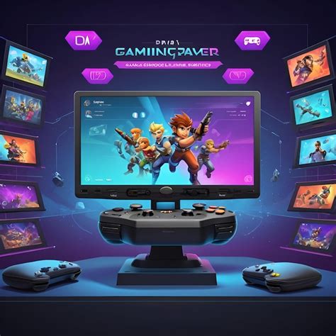 Premium Photo Multiplayer Gaming Console Mockup Avatars Stats
