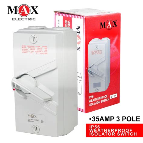 Max Isolator Weatherproof 35a 3 Pole Switch Ip56 Shopee Malaysia