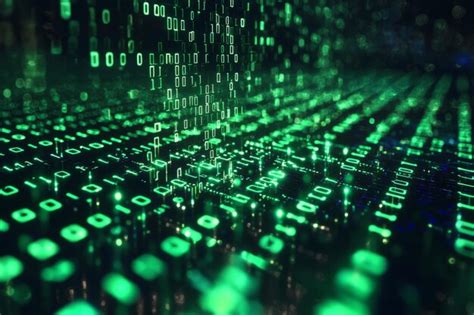 Green Dark Binary Code With Data Streaming Background Created With