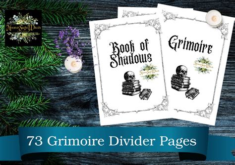 73 Book Of Shadows Divider Pages Book Of Shadows Title Pages Grimoire