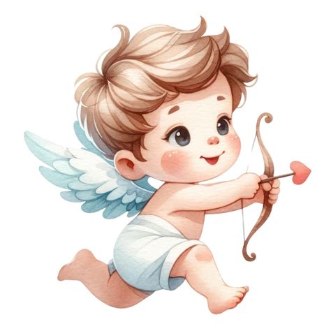 Premium Psd Cute Cupid Valentines Day Watercolor Clipart Illustration