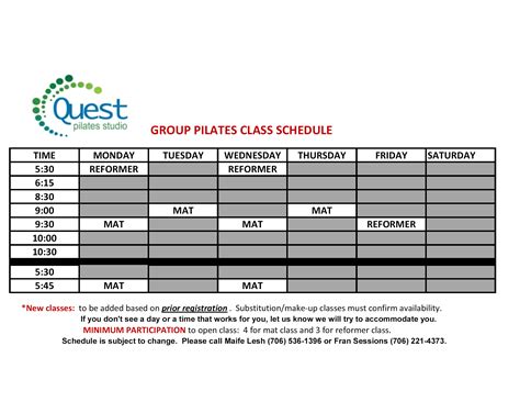 Sept Sch Excel Quest Pilates Studio Columbus Georgia