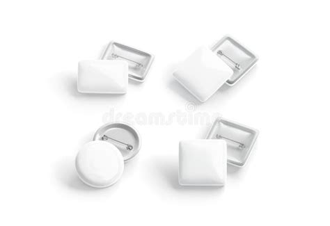 Blank White Button Badge Stack Mockup Front And Back View Stock Illustration Illustration Of