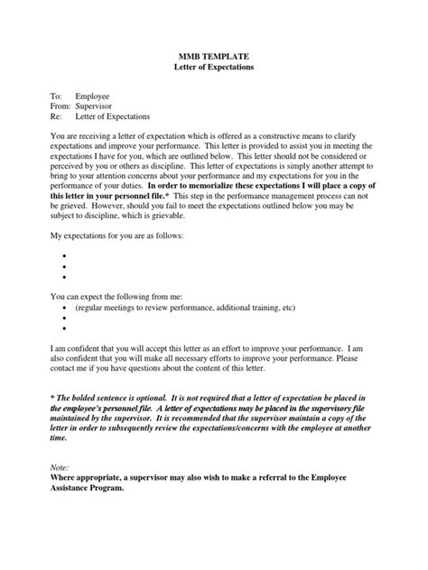 Mmb Template Letter Of Expectations Pdf Business