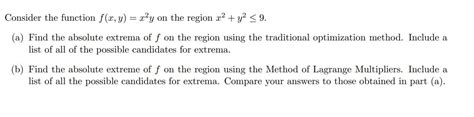 Solved Consider The Function Fx Y X²y On The Region X2