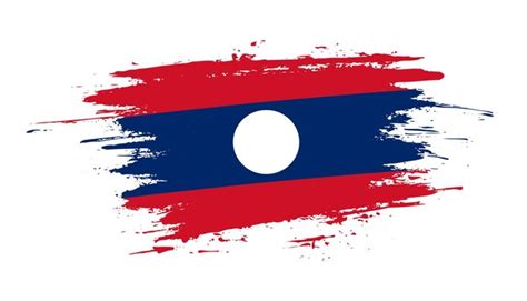 라오스 국가 벡터 일러스트 레이 션의 크리에이 티브 손으로 그린 브러시 스트로크 플래그 프리미엄 벡터
