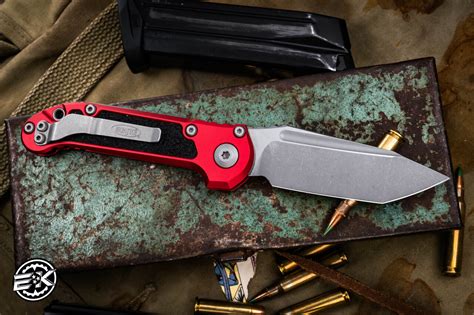 Microtech Ludt Automatic Folding Knife Red Grip Tape Inlay 3 4 Tanto Apocalyptic Stonewash 1136