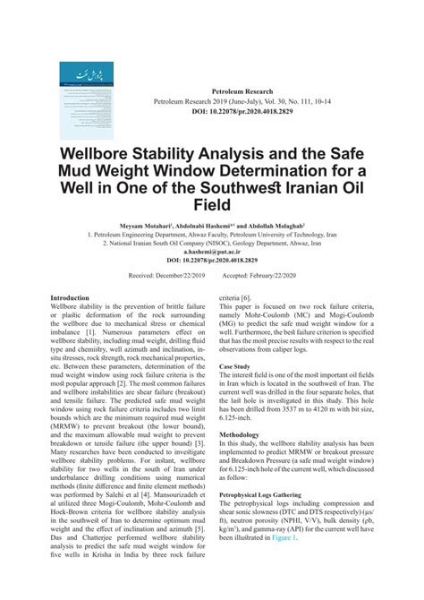 PDF Wellbore Stability Analysis And The Safe Mud Weight Window DOKUMEN TIPS