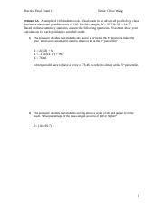 Practice Final Exam Docx Practice Final Exam Name Chloe Wang A Sample Of Students