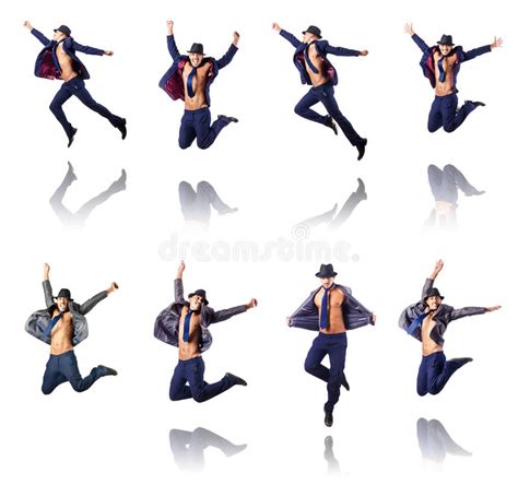 The Jumping Businessman Isolated On White Stock Photo Image Of Case