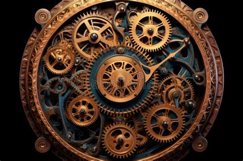 vintage clock gears interlocking in motion stock image image of clock