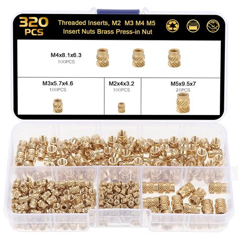 Buy Knpwer 320 Pcs Female Thread Knurled Nutsthreaded Insertsm2 M3 M4 M5 Insert Nuts Brass