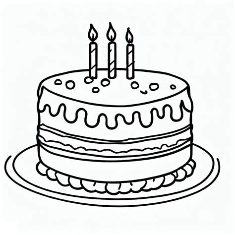 Desenhos de Um Bolo de Aniversário para Colorir e Imprimir