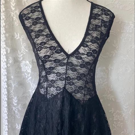 Gorgeous Asymmetrical Sheer Lace Maxi Dress Depop
