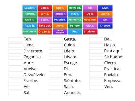 Affirmative Tú Commands Match Up