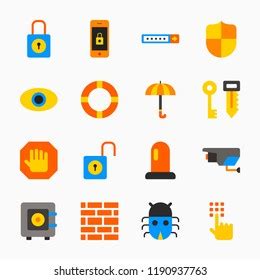 Color Security Icons On White Background Stock Vector Royalty Free 1190937763 Shutterstock