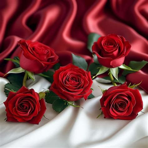 Premium Photo Mothers Day Beauty Red Roses On Satin For A Heartfelt