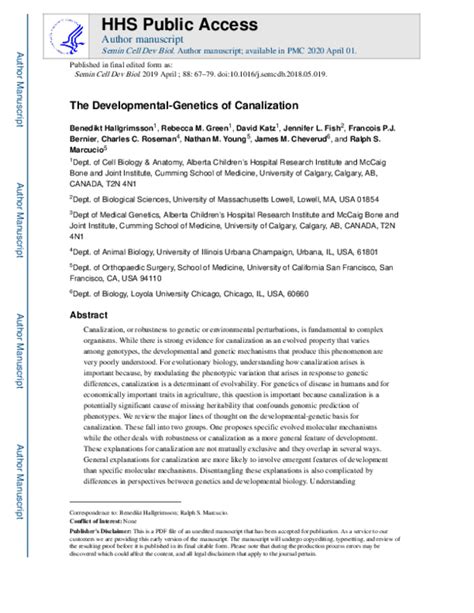 Pdf The Developmental Genetics Of Canalization