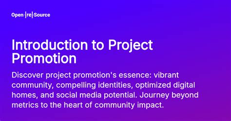 Introduction To Project Promotion Open Re Source